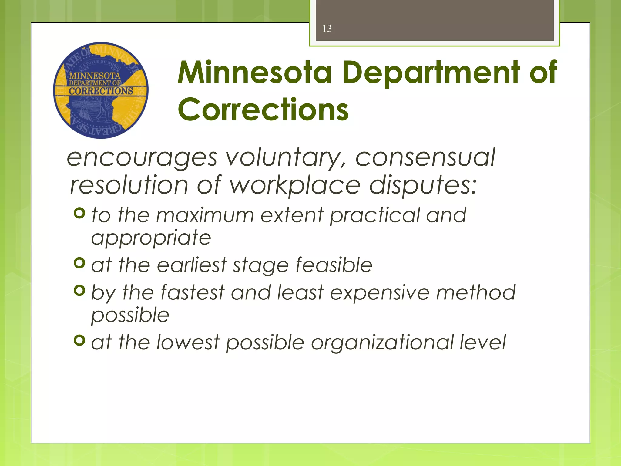 An Integrated Conflict Management System in Corrections | PPT