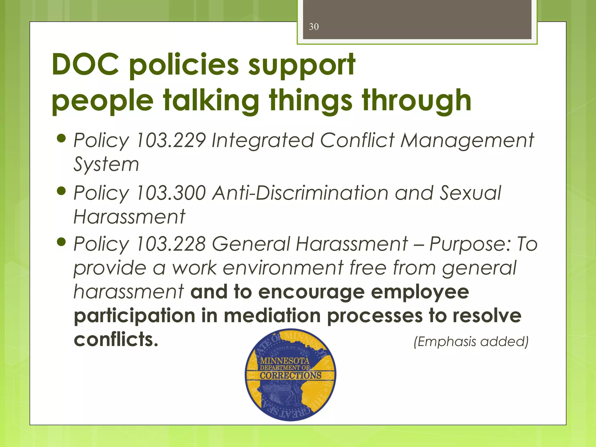 An Integrated Conflict Management System in Corrections | PPT