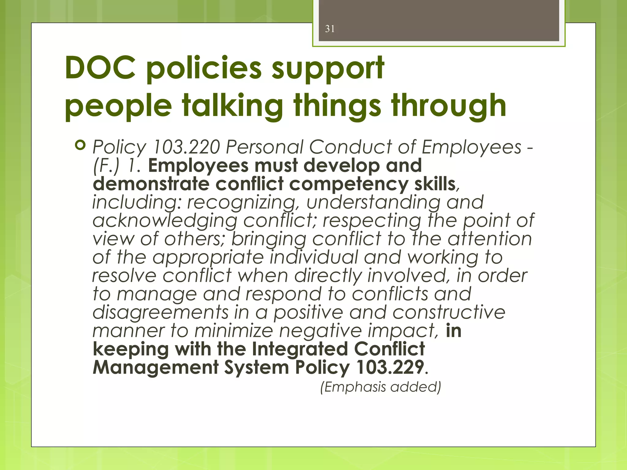 An Integrated Conflict Management System in Corrections | PPT