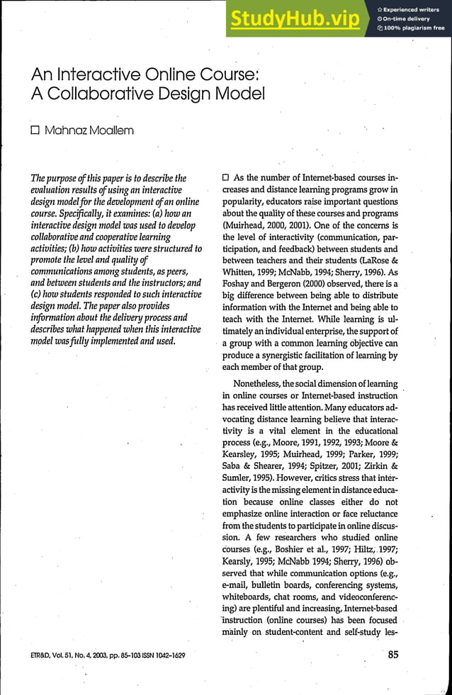 An Interactive Online Course A Collaborative Design Model | PDF