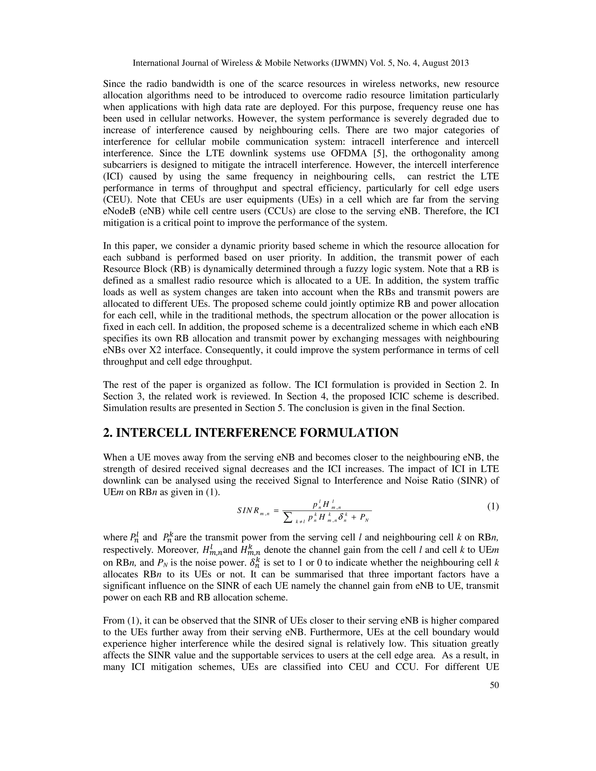 An Intercell Interference Coordination Scheme in LTE Downlink Networks based on User Priority ...