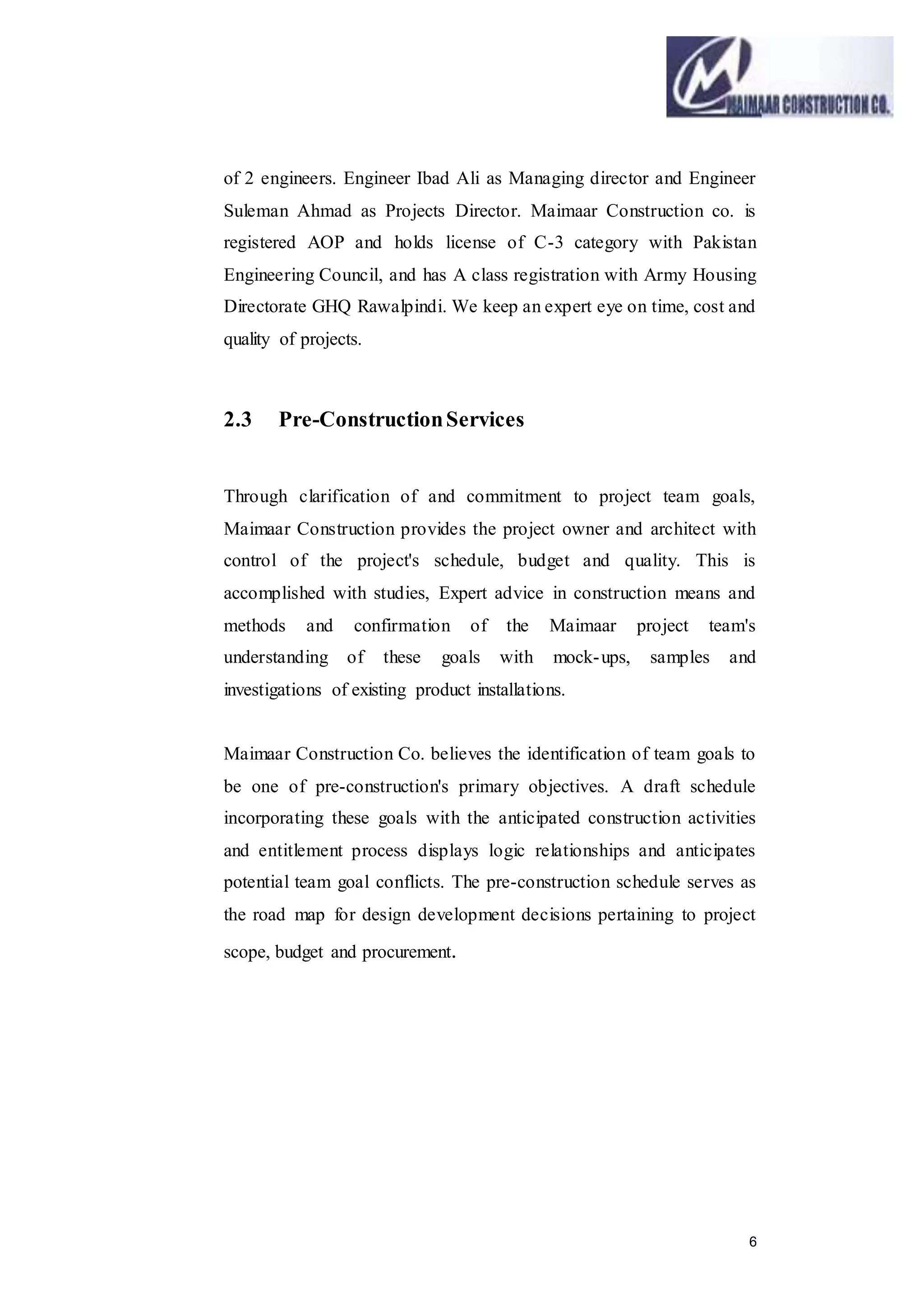 An internship report on a Construction Company | DOCX