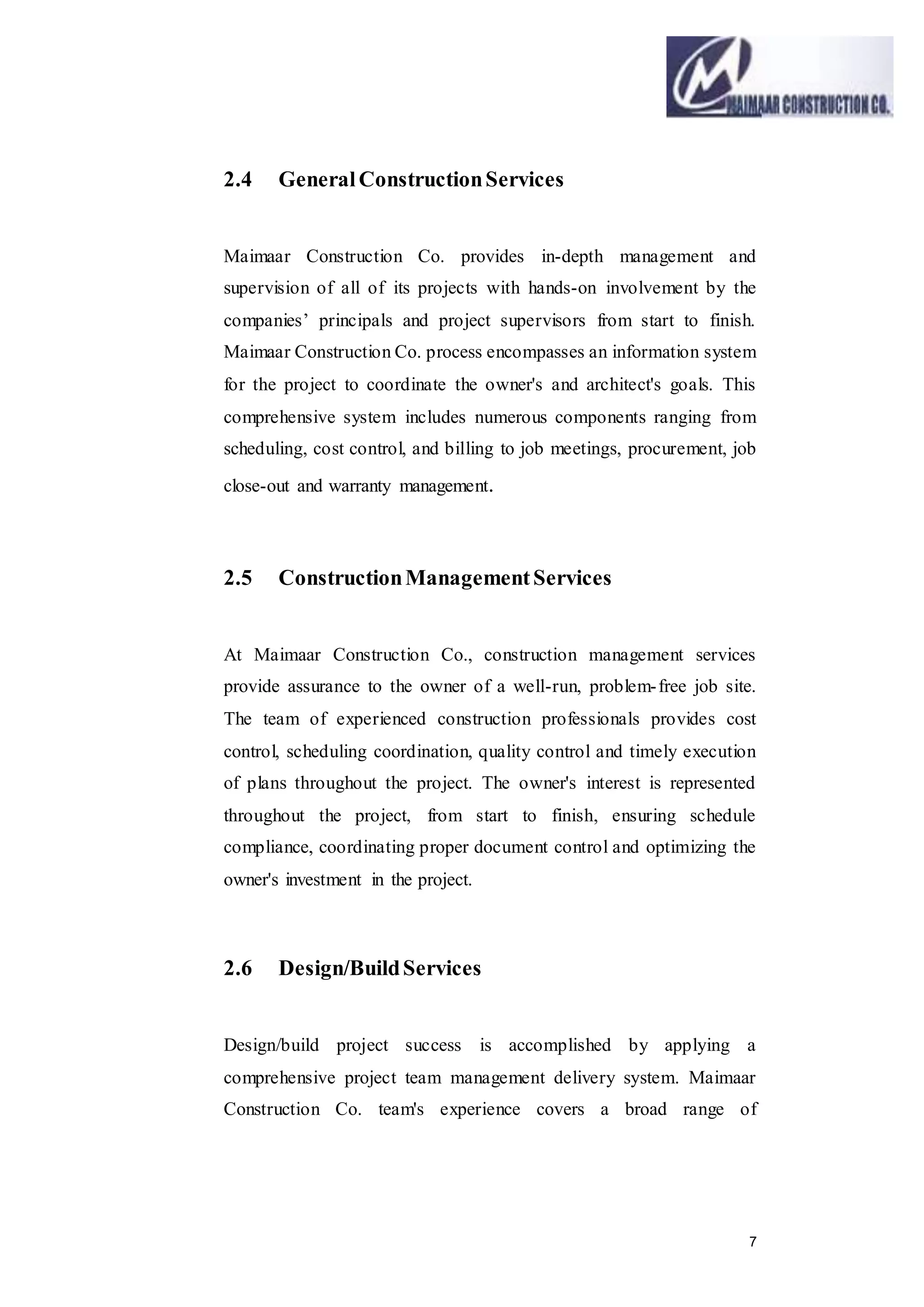 An internship report on a Construction Company | DOCX