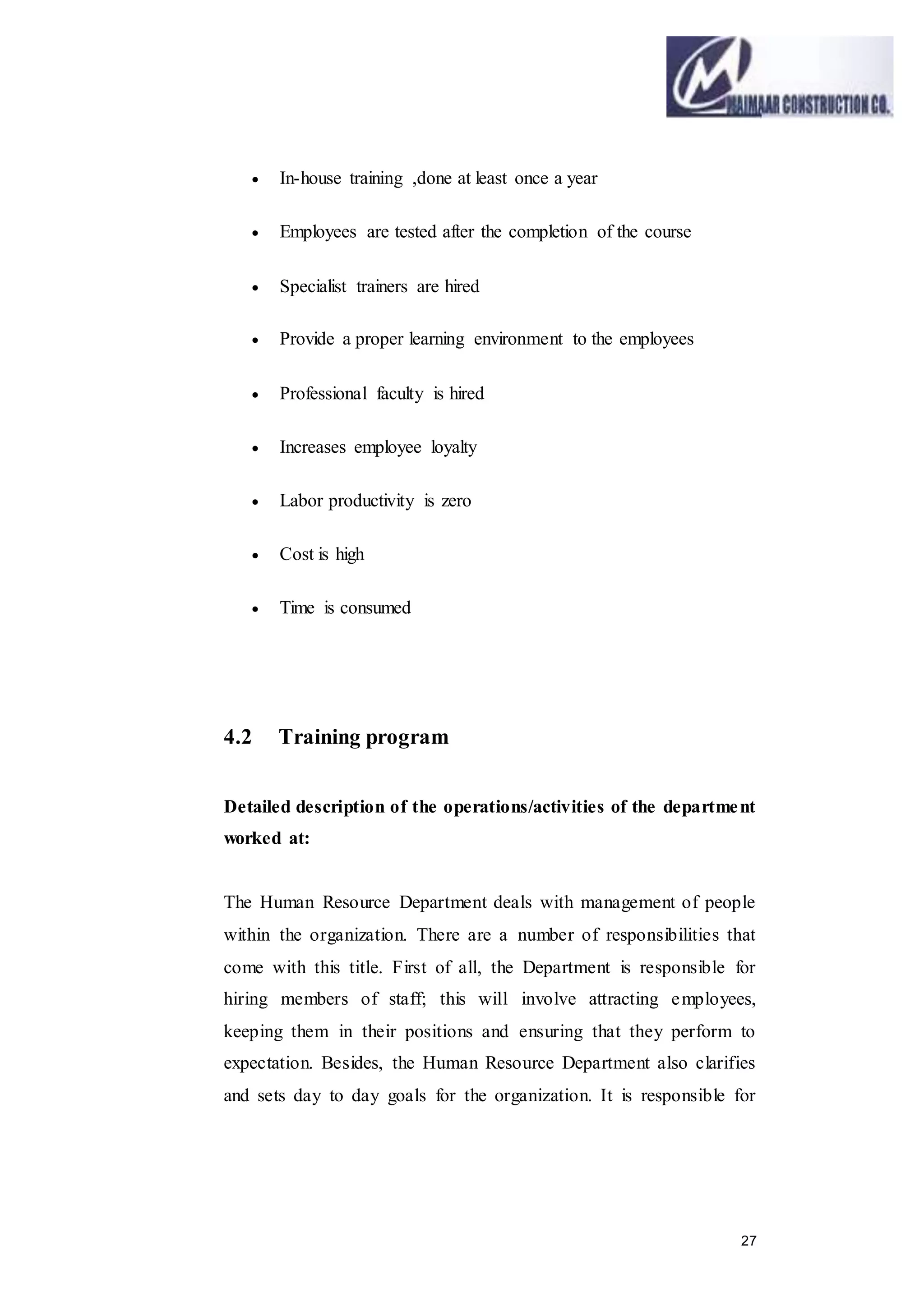 An internship report on a Construction Company | DOCX