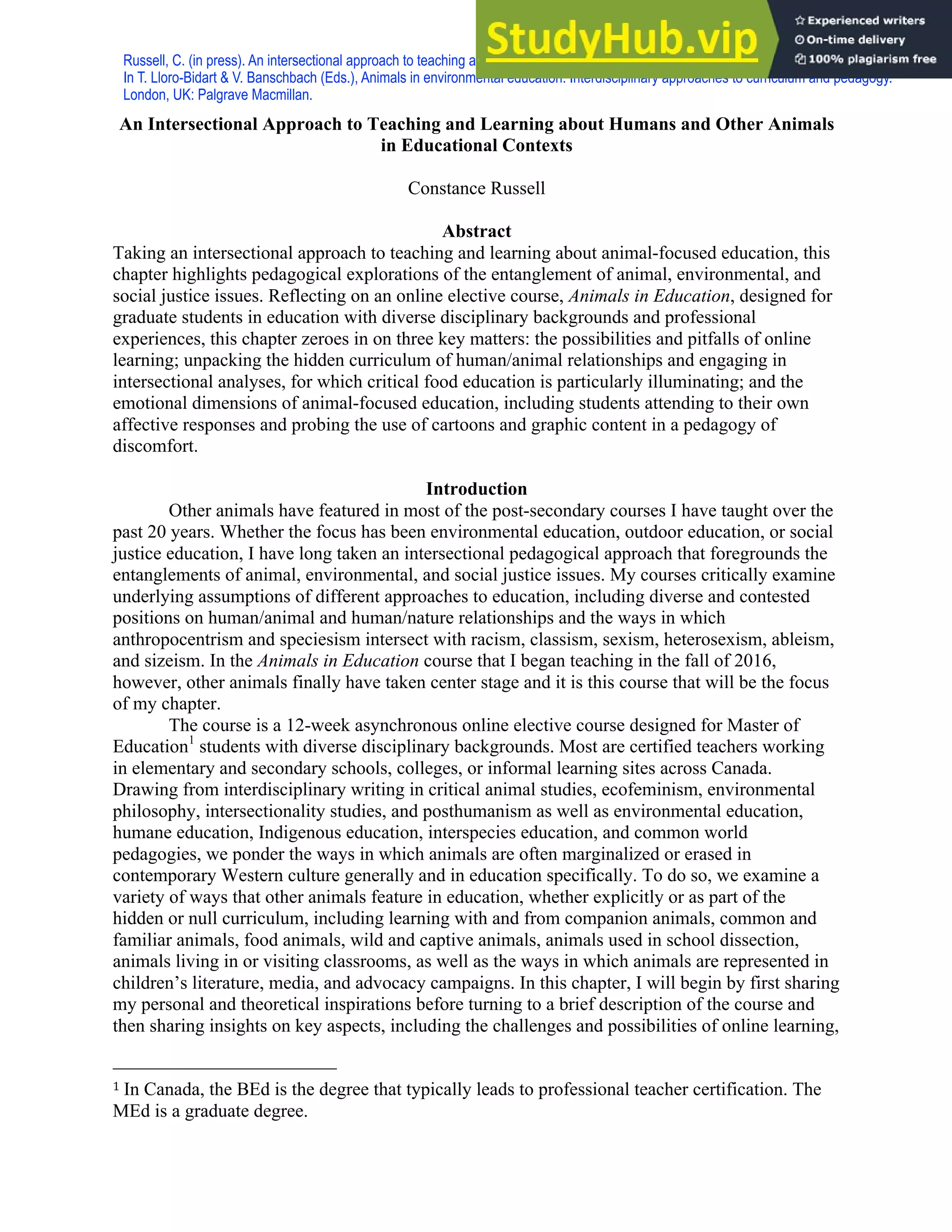 An Intersectional Approach To Teaching And Learning About Humans And ...