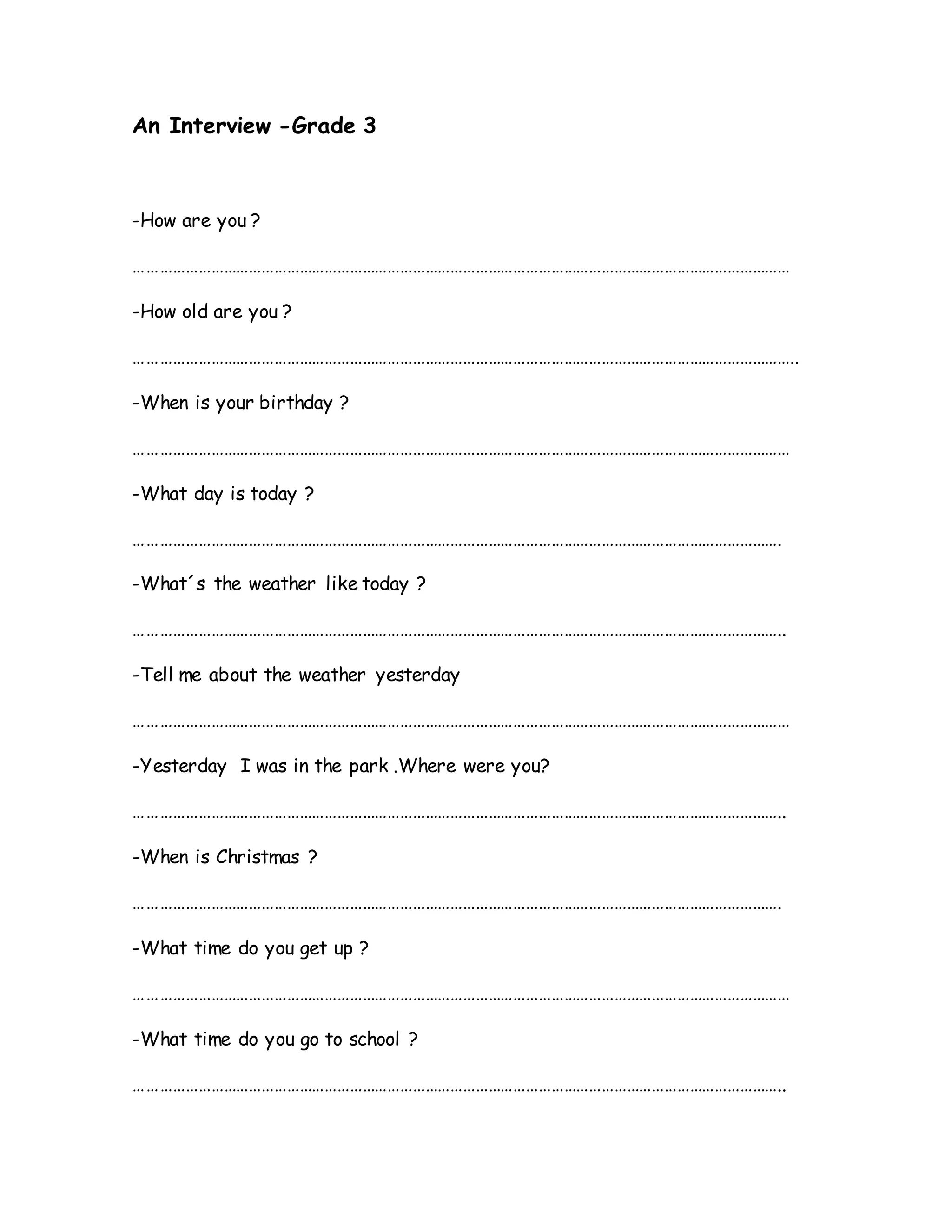 An interview grade 3 | DOCX