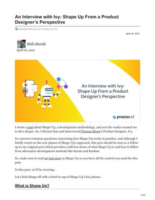 An Interview with Ivy: Shape Up From a Product Designer’s Perspective | PDF