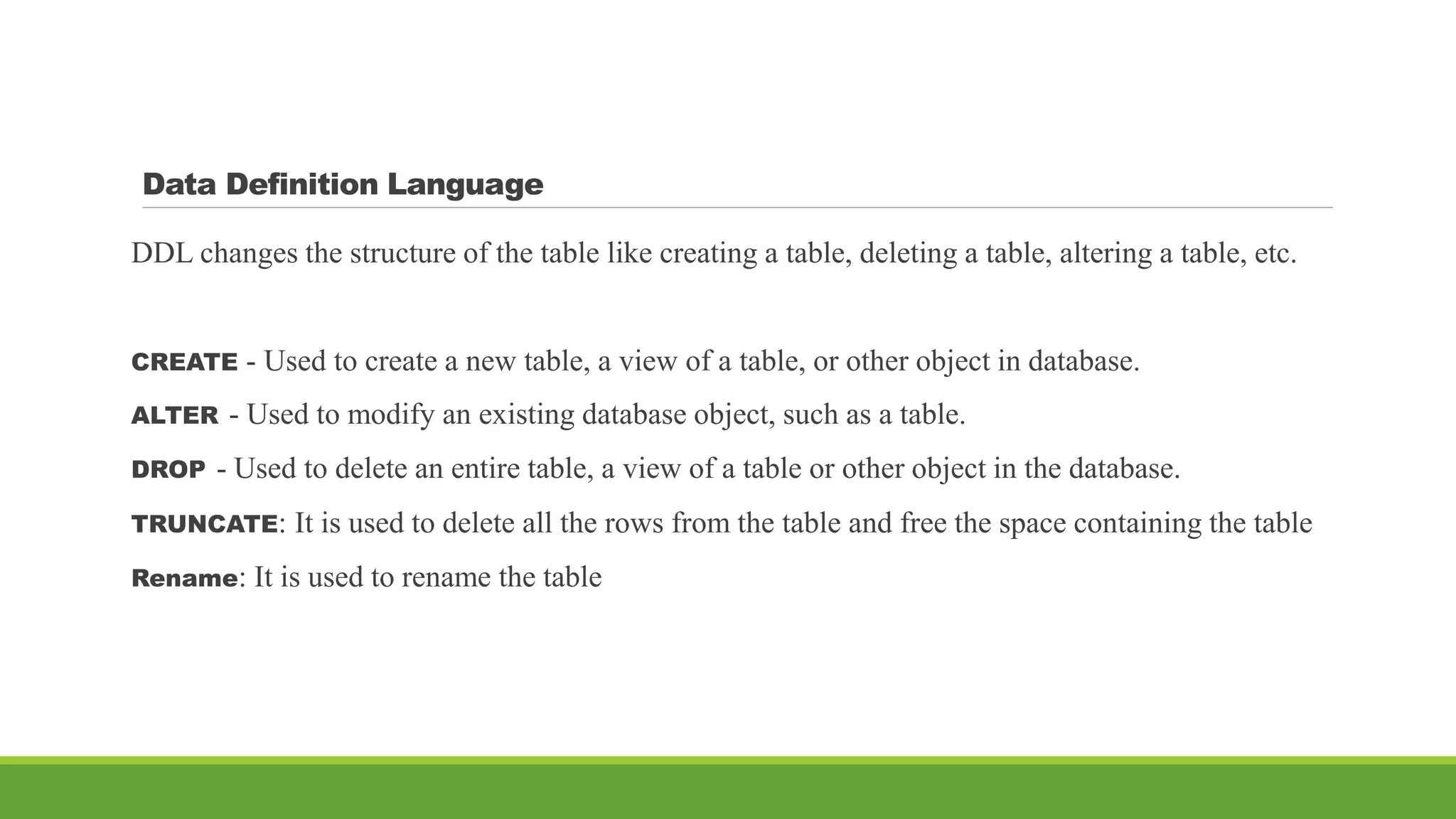 An intoduction to sql and its components | PPTX | Databases | Computer Software and Applications
