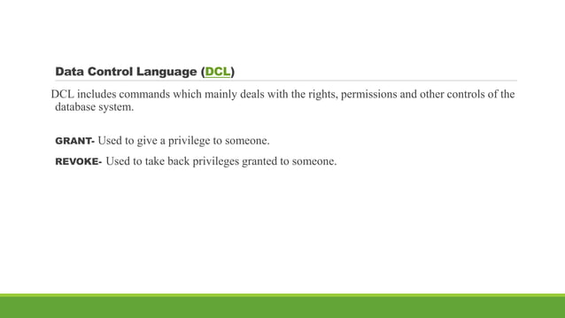 An intoduction to sql and its components | PPTX | Databases | Computer ...