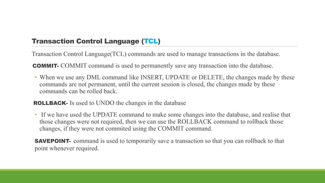 An intoduction to sql and its components | PPTX | Databases | Computer ...