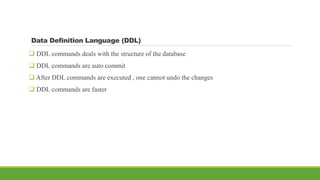 An intoduction to sql and its components | PPTX