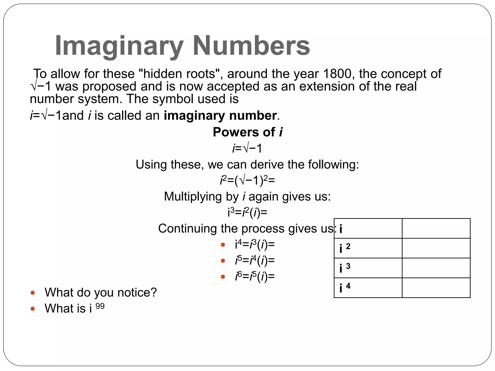 An introdcution to complex numbers jcw | PPTX