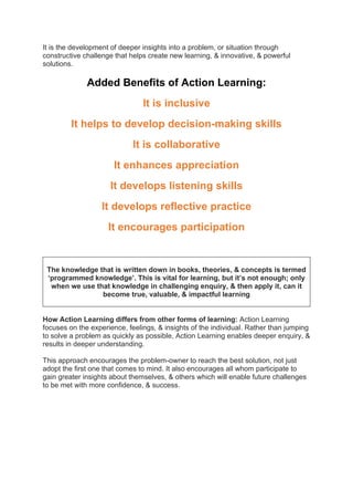 An introduction to Action Learning | PDF | Education