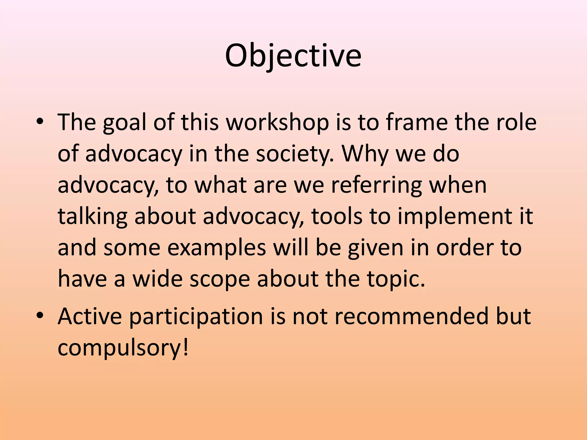An introduction to advocacy and campaigning | PPTX