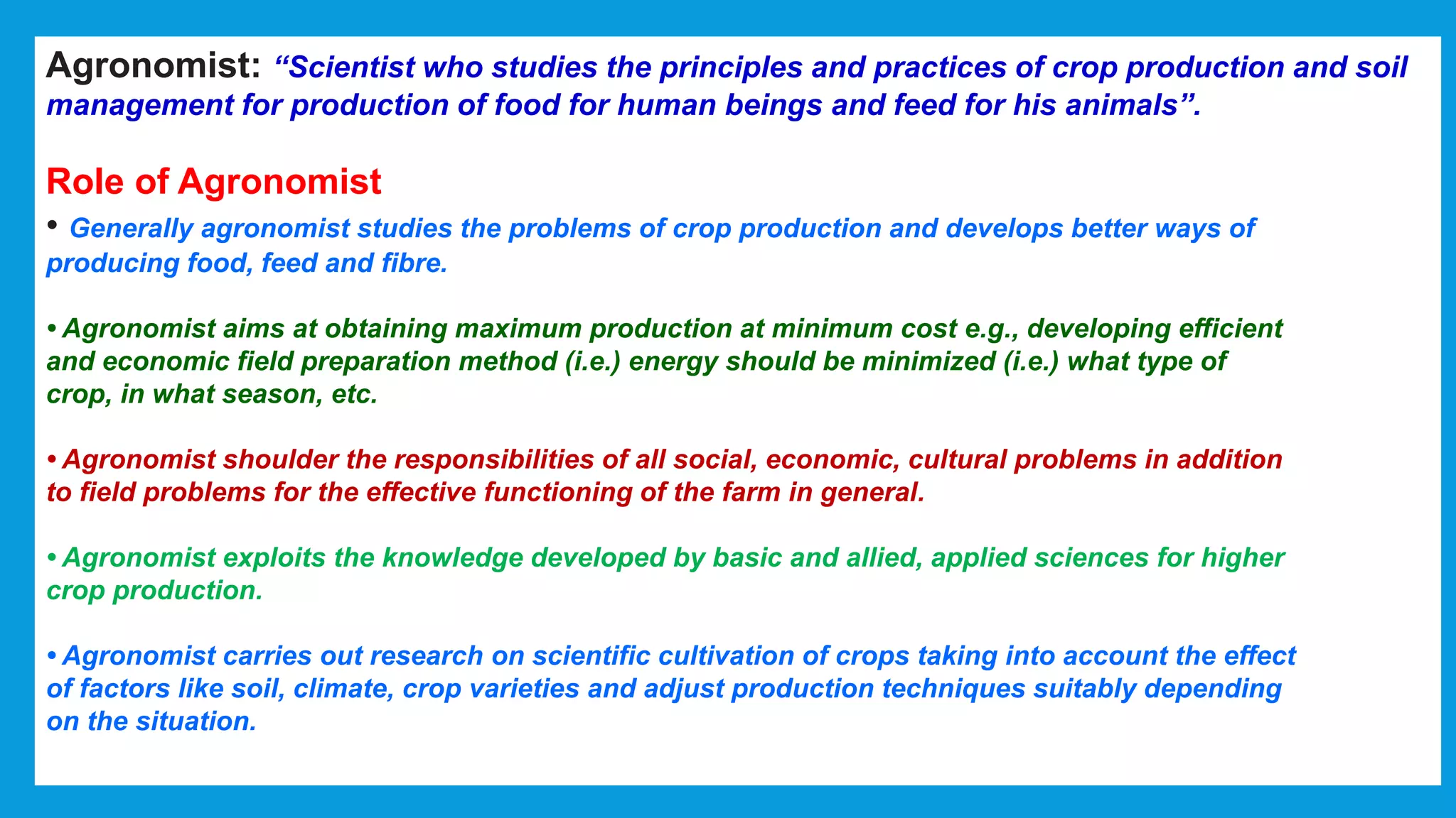 An introduction to agriculture and agronomy | PPTX