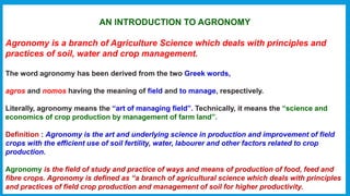 An introduction to agriculture and agronomy | PPTX