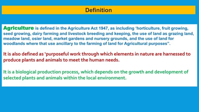 An introduction to agriculture and agronomy | PPTX