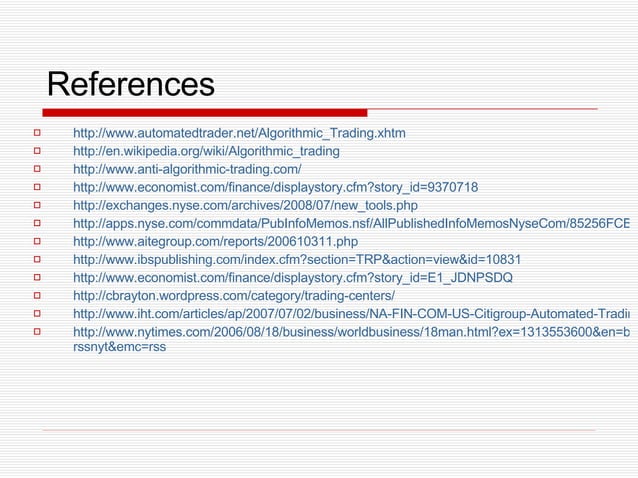 Algorithmic Trading An Introduction Ppt