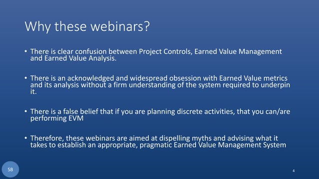 An introduction to an effective earned value management system (EVMS) webinar series part 2, 3 ...