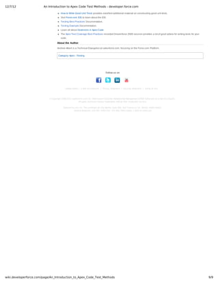 An introduction to apex code test methods developer.force | PDF