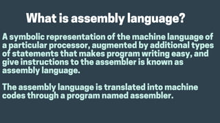 An introduction to assembly language by assembly language assignment help expert! | PPT