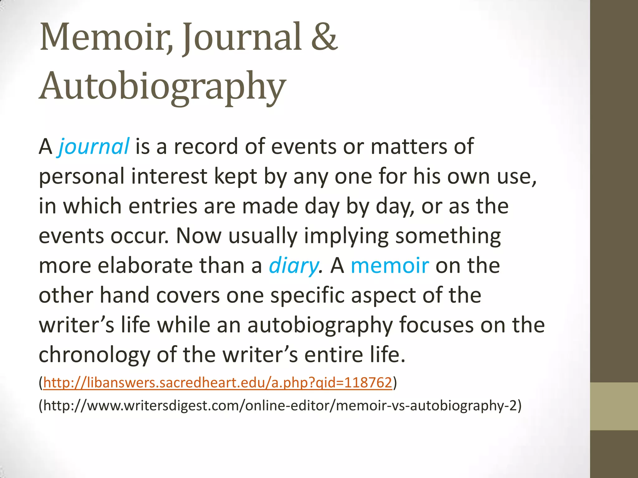 An introduction to autobiography and biography | PDF