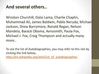 An introduction to autobiography and biography | PPTX