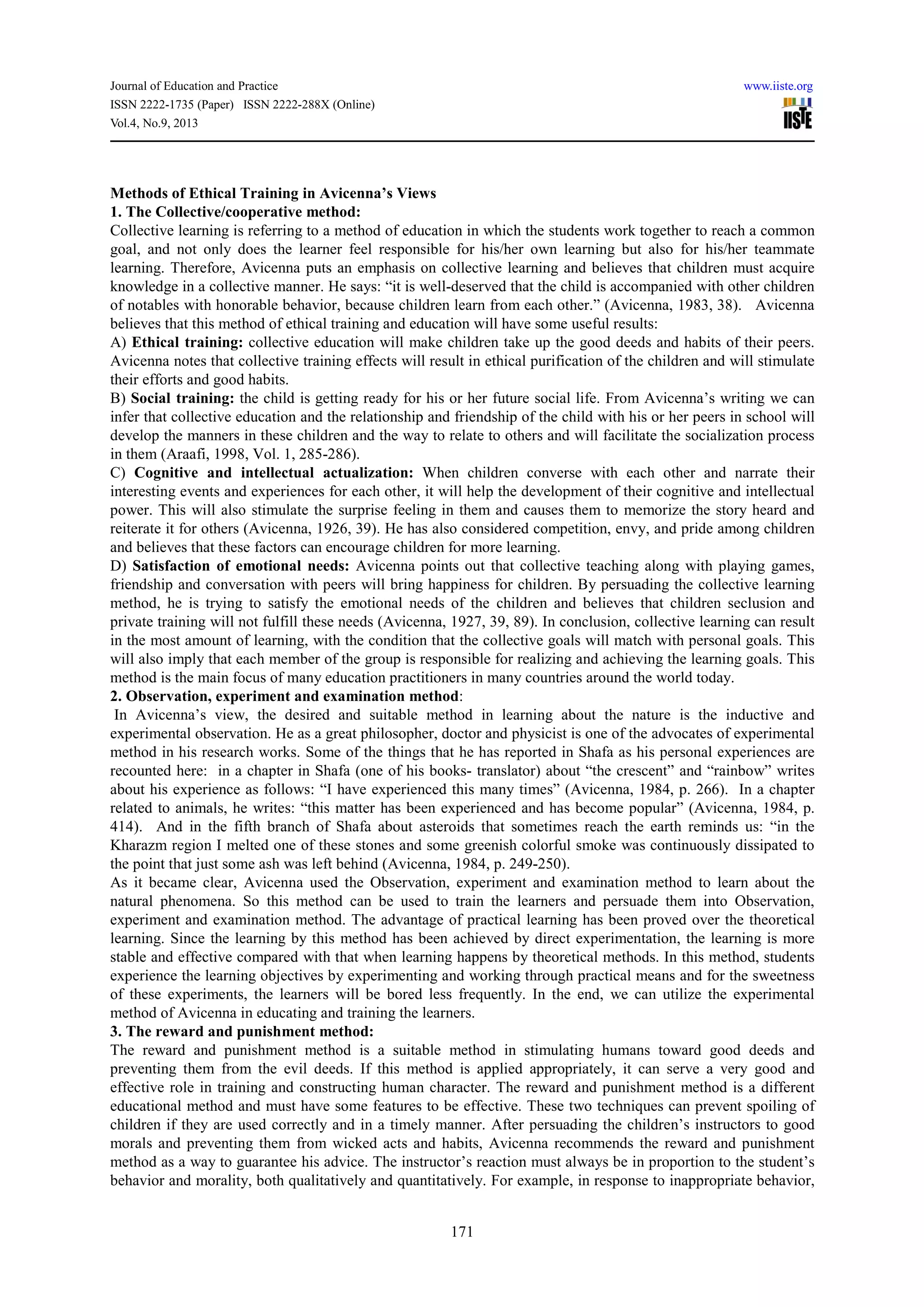 An introduction to avicenna’s thoughts on educational methods | PDF