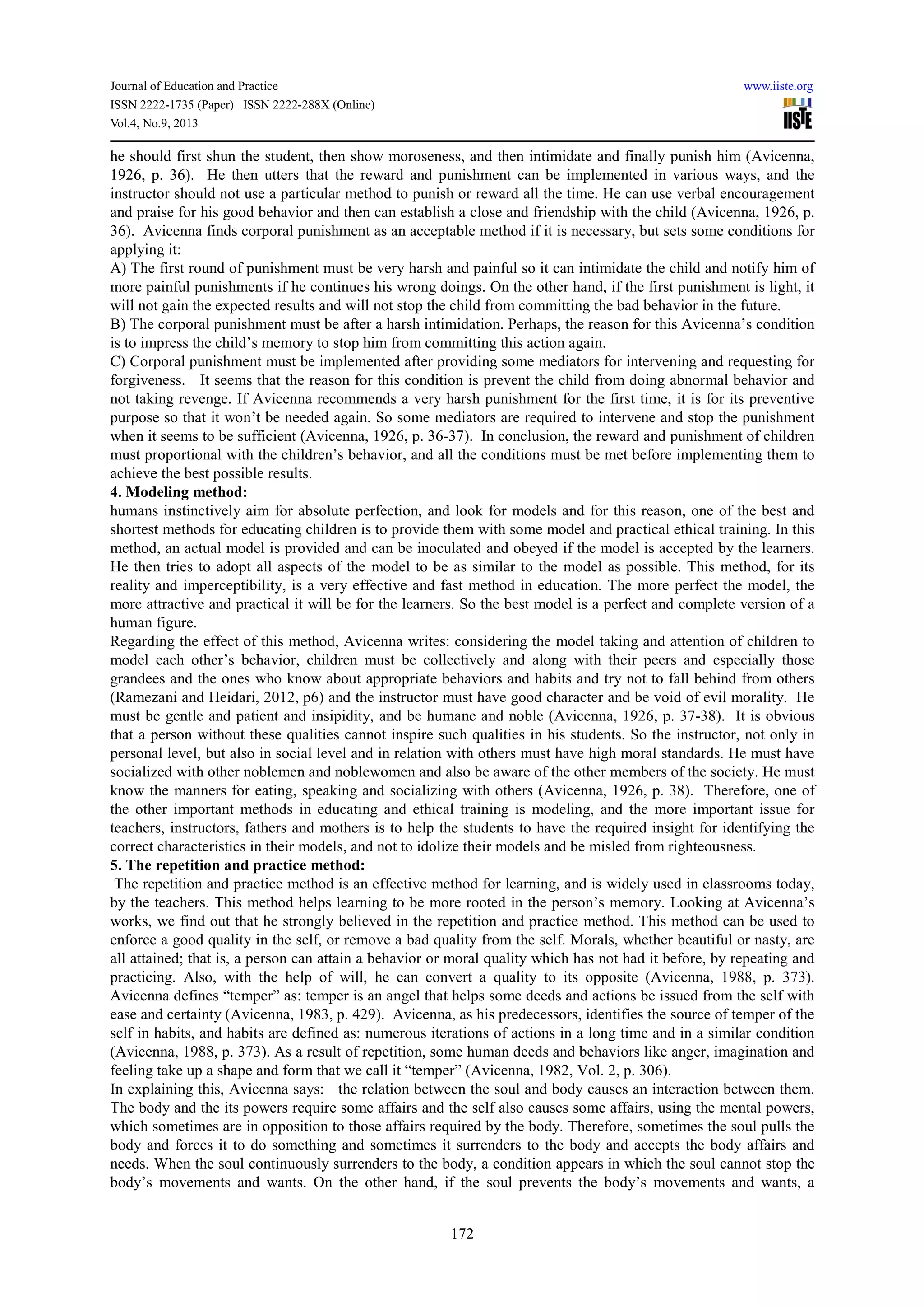 An introduction to avicenna’s thoughts on educational methods | PDF