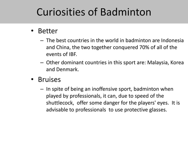An introduction to badminton | PPTX | Badminton | Sports