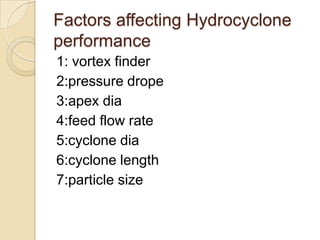 An introduction to basic hydrocyclone | PPTX