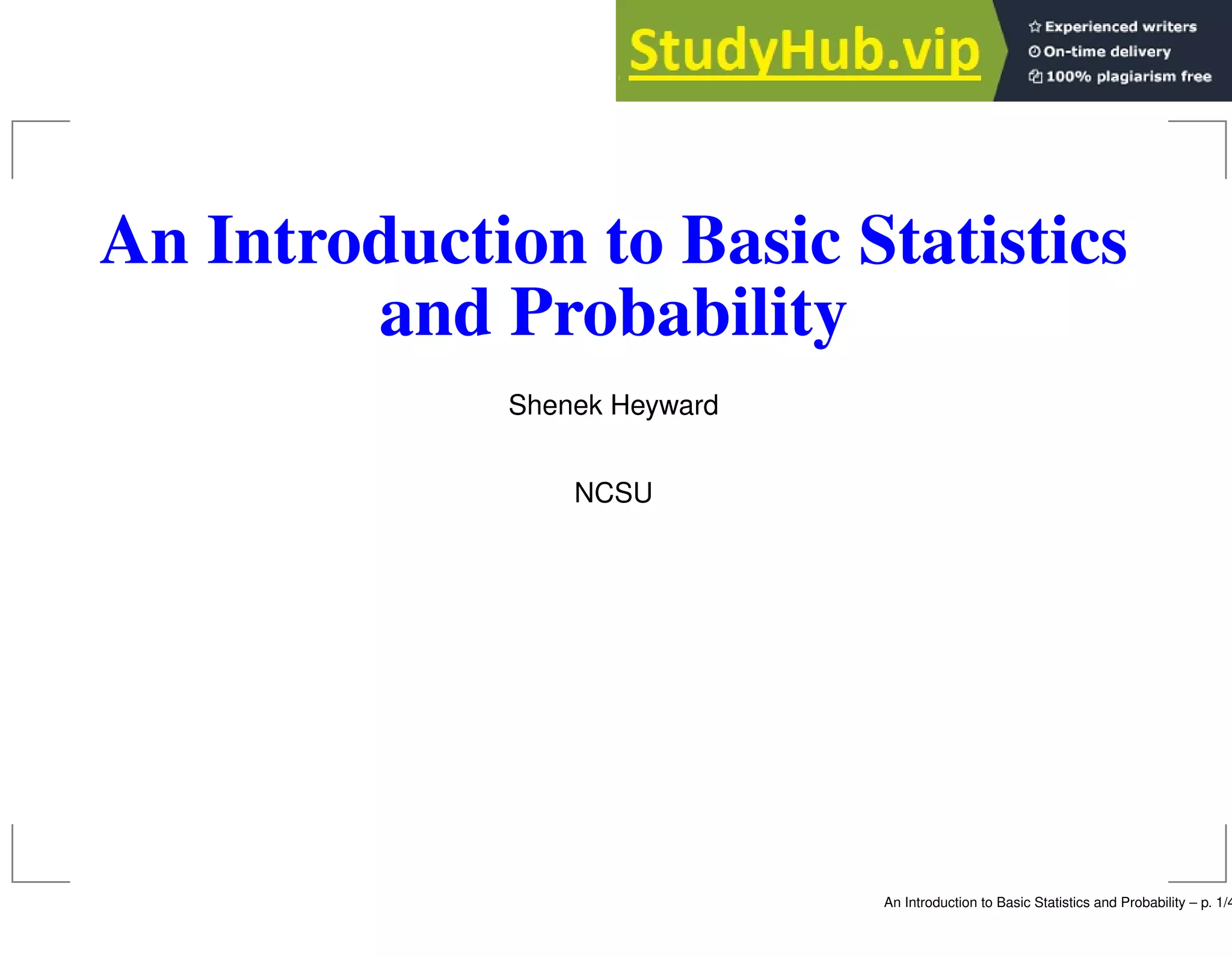 An Introduction To Basic Statistics And Probability | PDF