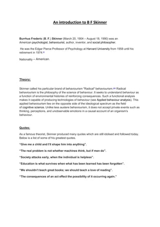 An introduction to b f skinner | DOCX
