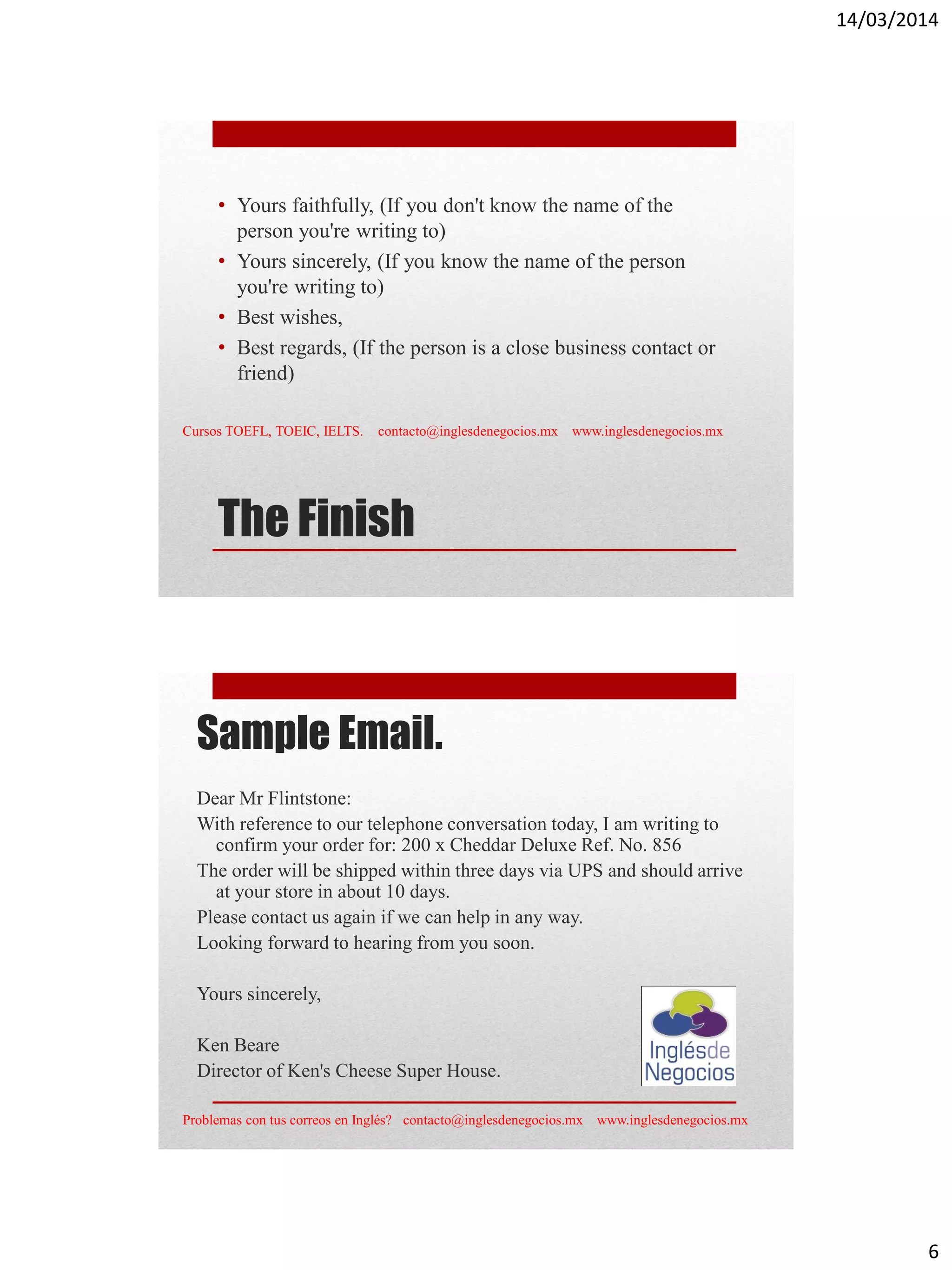 Algunas expresiones para comenzar cada sección de tus emails en Inglés ...