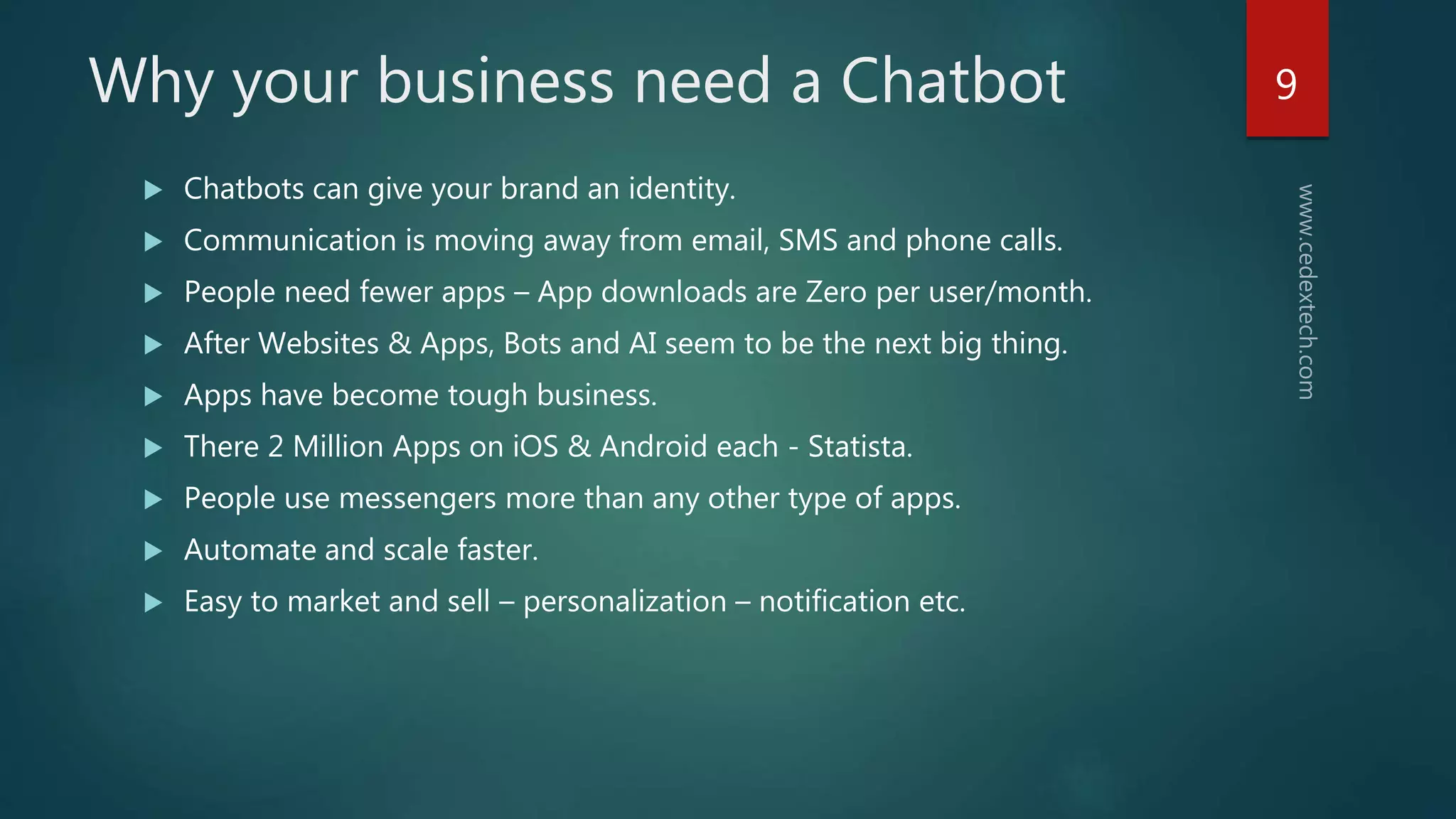 An Introduction to Chatbots - Cedex Technologies LLP | PPTX