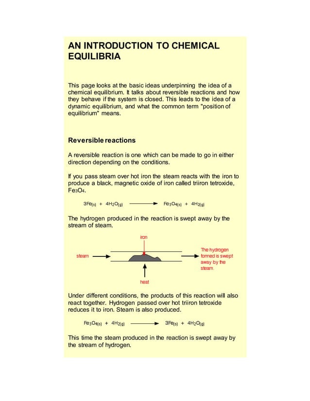 An introduction to chemical equilibria | DOCX | Chemistry | Science