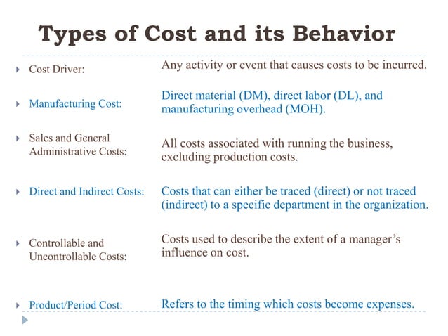 An introduction to cost terms and purpose | PPSX