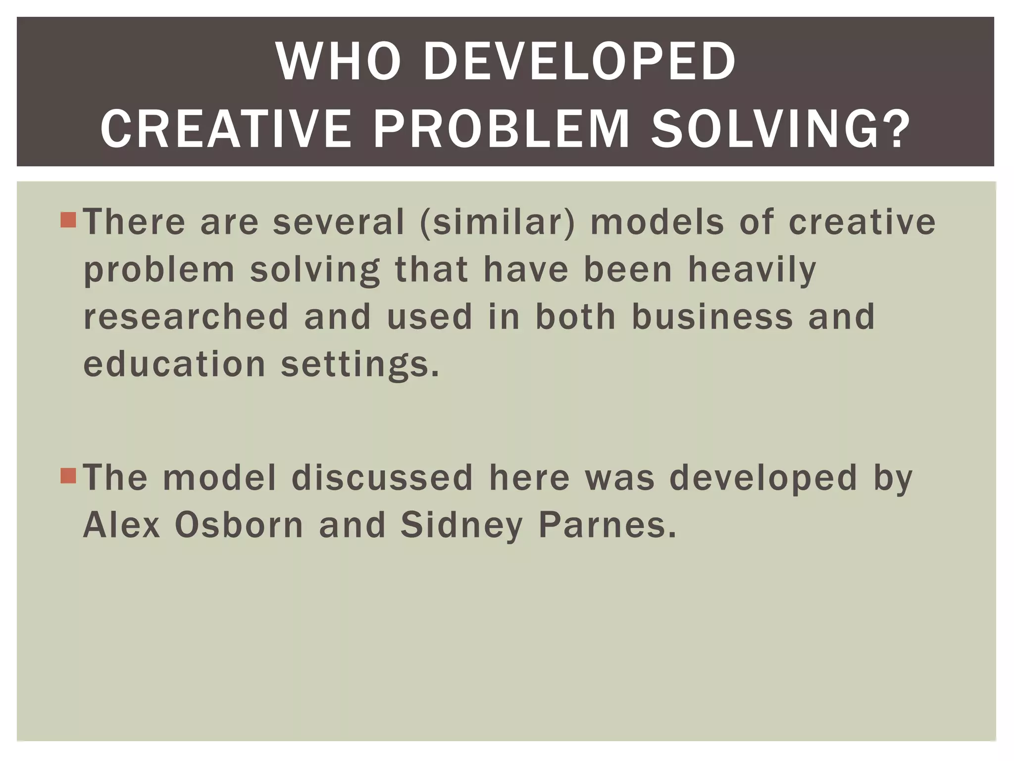 An introduction to creative problem solving | PPTX