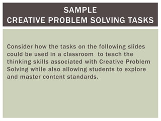 An introduction to creative problem solving | PPTX