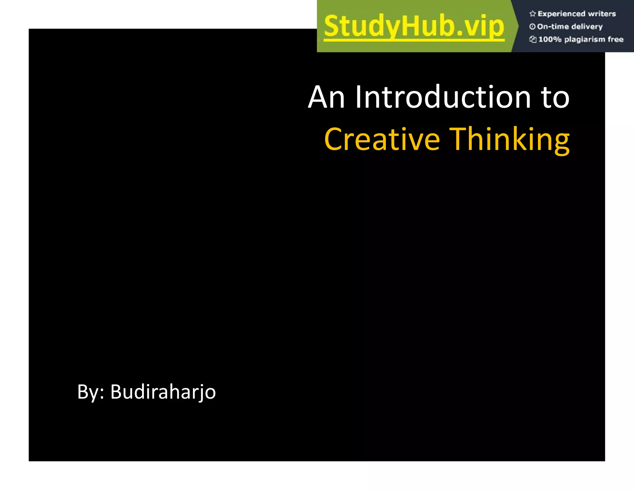 An Introduction To Creative Thinking | PDF
