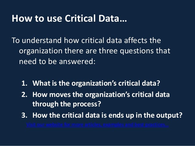 An introduction to critical data management! An introduction to critical data management!