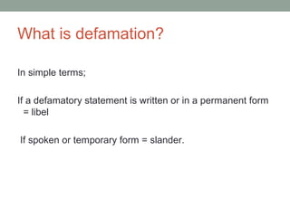 An introduction to defamation | PPT