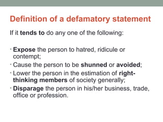 An introduction to defamation | PPT