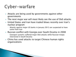 An introduction to denial of service attacks | PPTX | Computer Networking | Computing