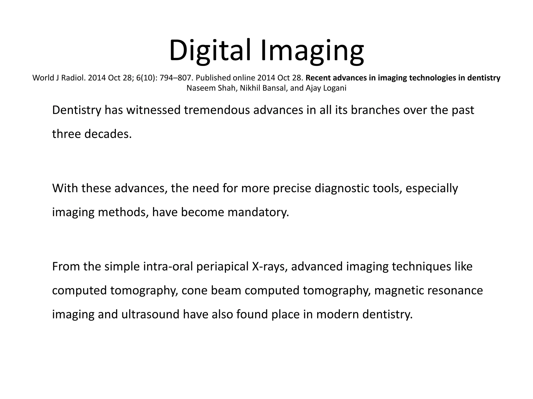 An introduction to dentistry in the digital age | PPTX