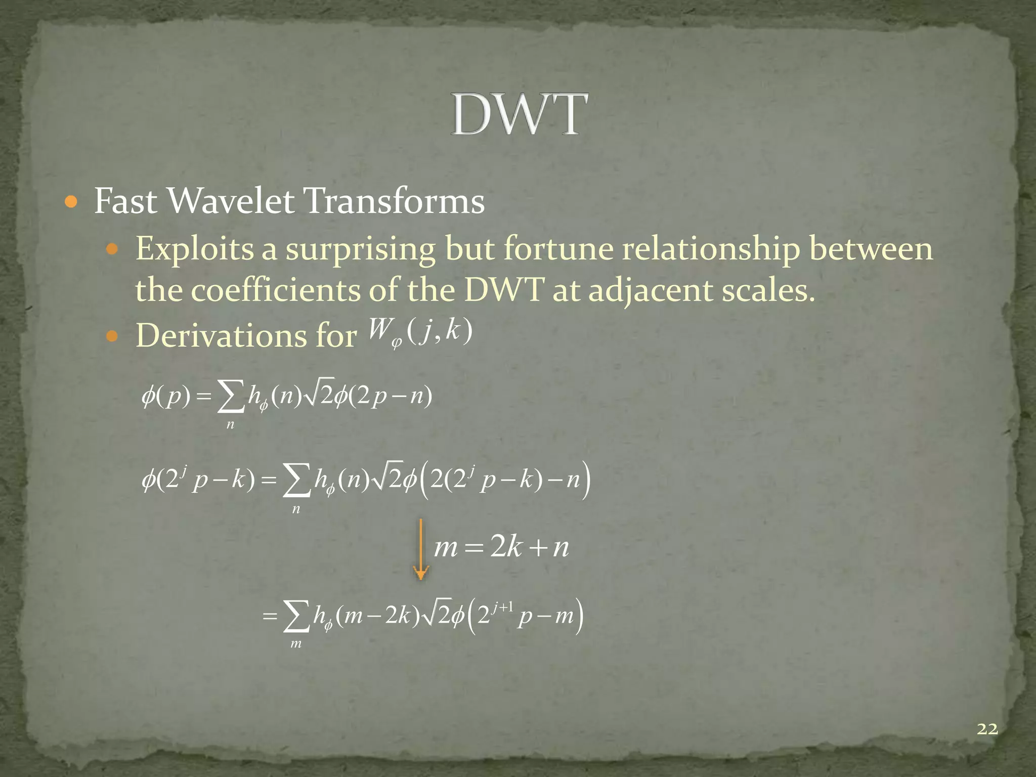 An introduction to discrete wavelet transforms | PPTX