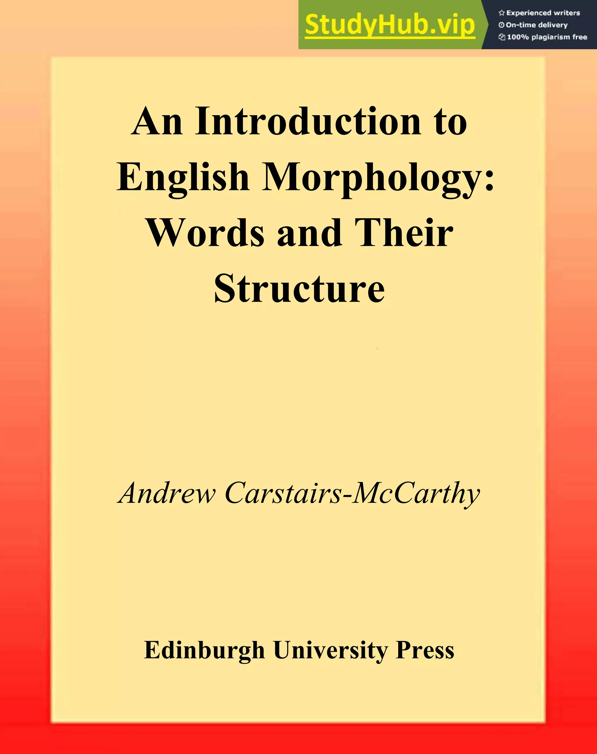 An Introduction To English Morphology Words And Their Structure ...
