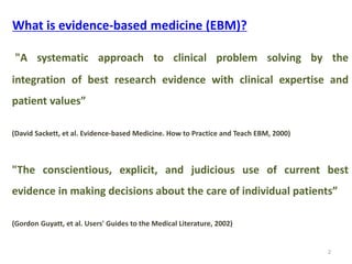 An introduction to evidence based medicine, Prof. Usama M.Fouda | PPTX