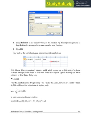 An Introduction To EXCEL For Civil Engineers From Engineering Theory To ...