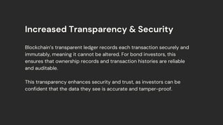 Bond Tokenization on Blockchain Key features | PDF